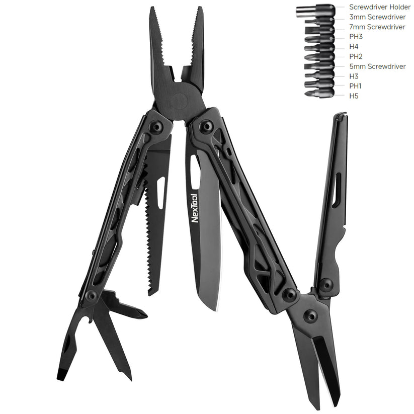 NexTool Black Knight Multi-Tool 11 Functions with Pouch and Bit Kit ...
