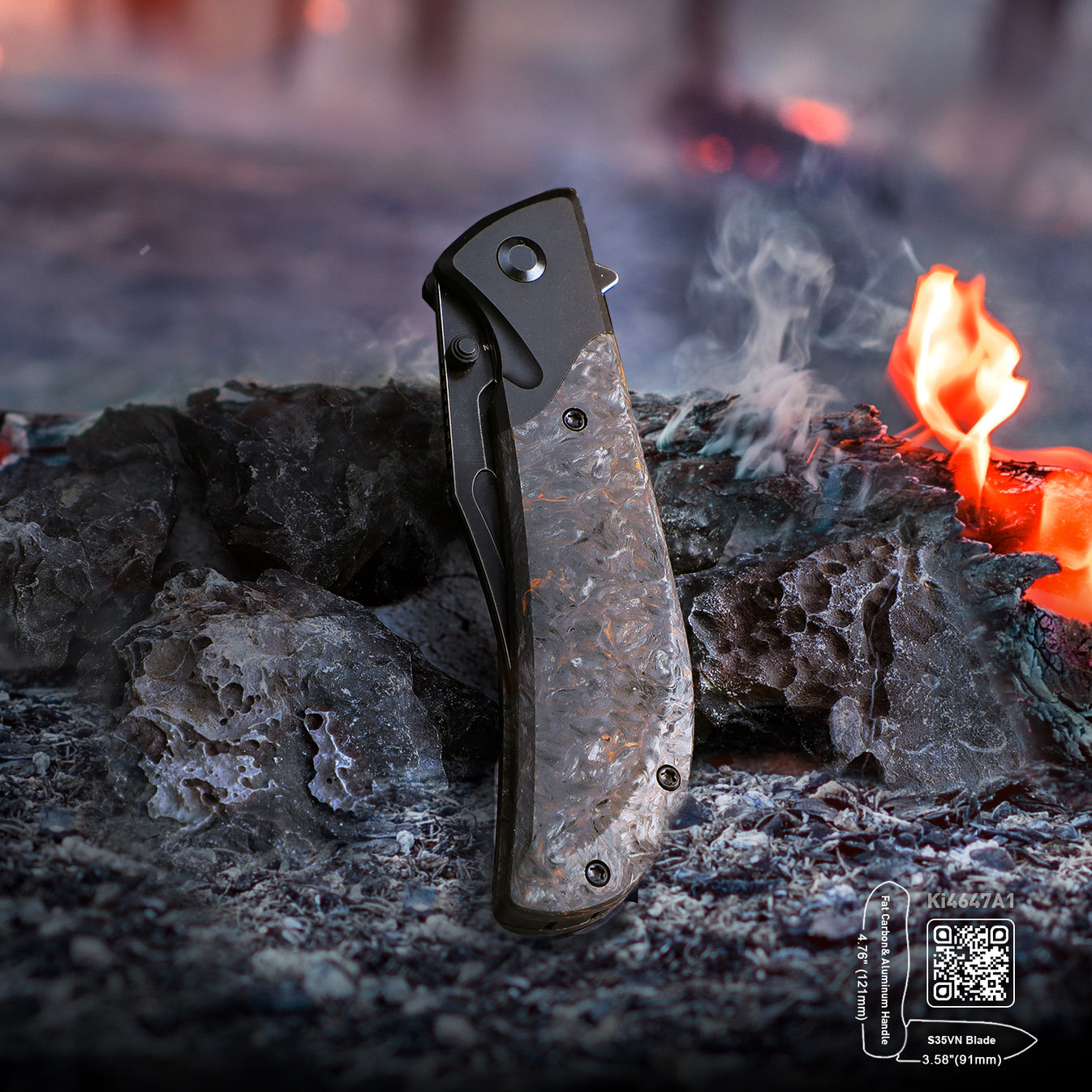 Kizer Phoenix 3.58" S35VN Dark Matter Fat Carbon Fiber Folding Knife K ...