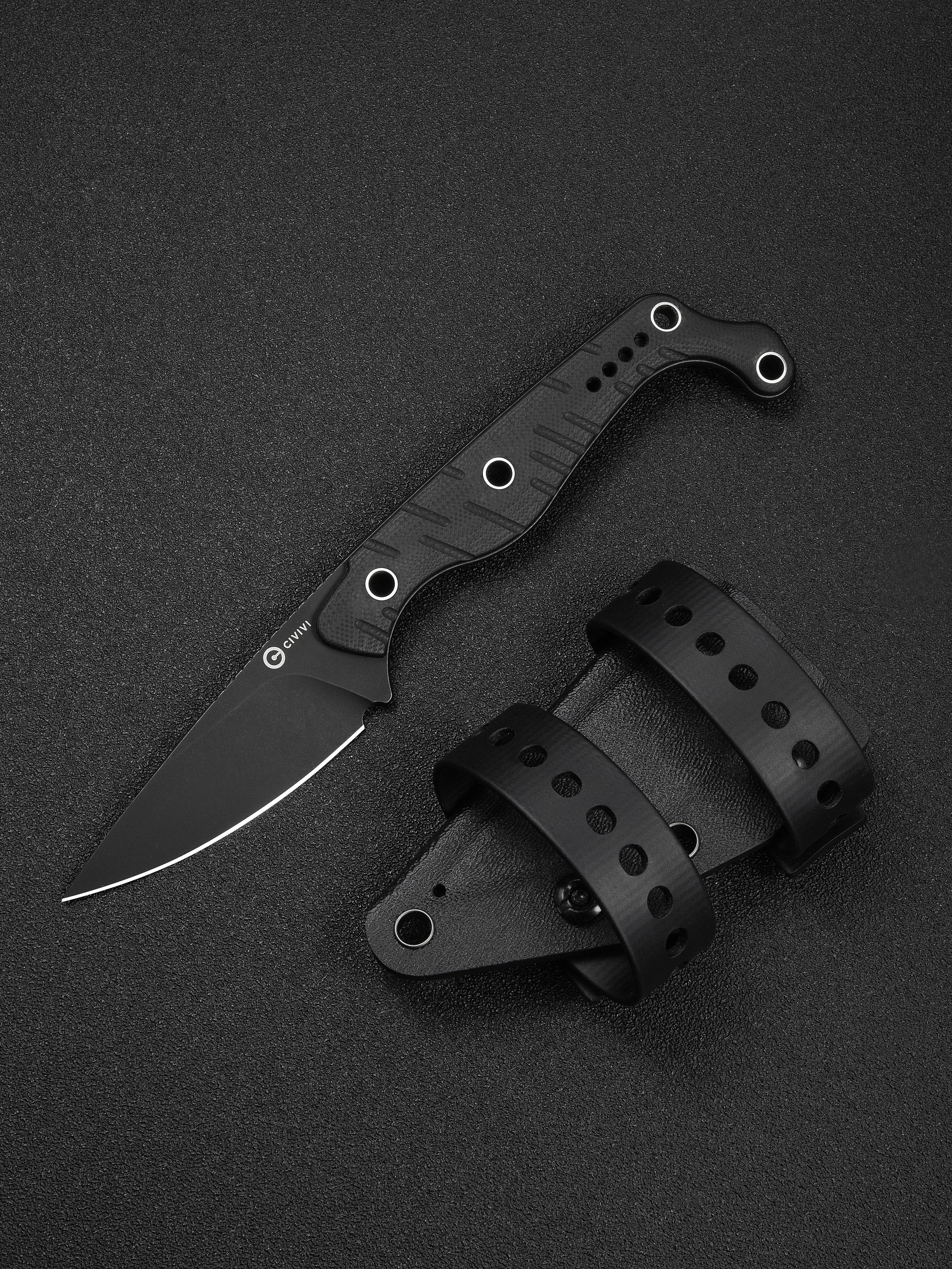 Civivi SOKN 2.82" Nitro-V Black Stonewashed Black G10 Fixed Blade Knif ...