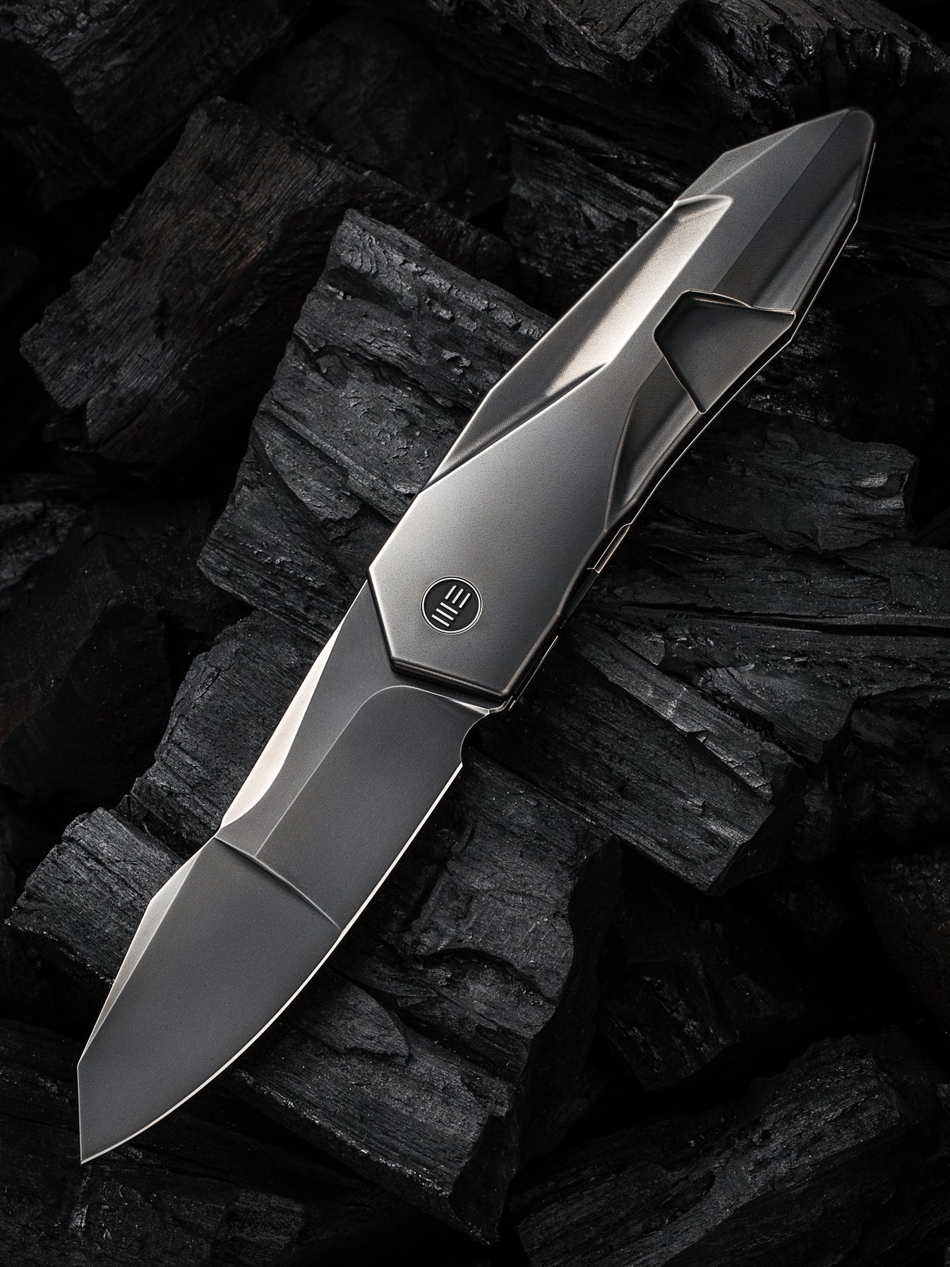 WE Solid 3.88" CPM 20CV Polished Gray Titanium Folding Knife by GTC WE ...