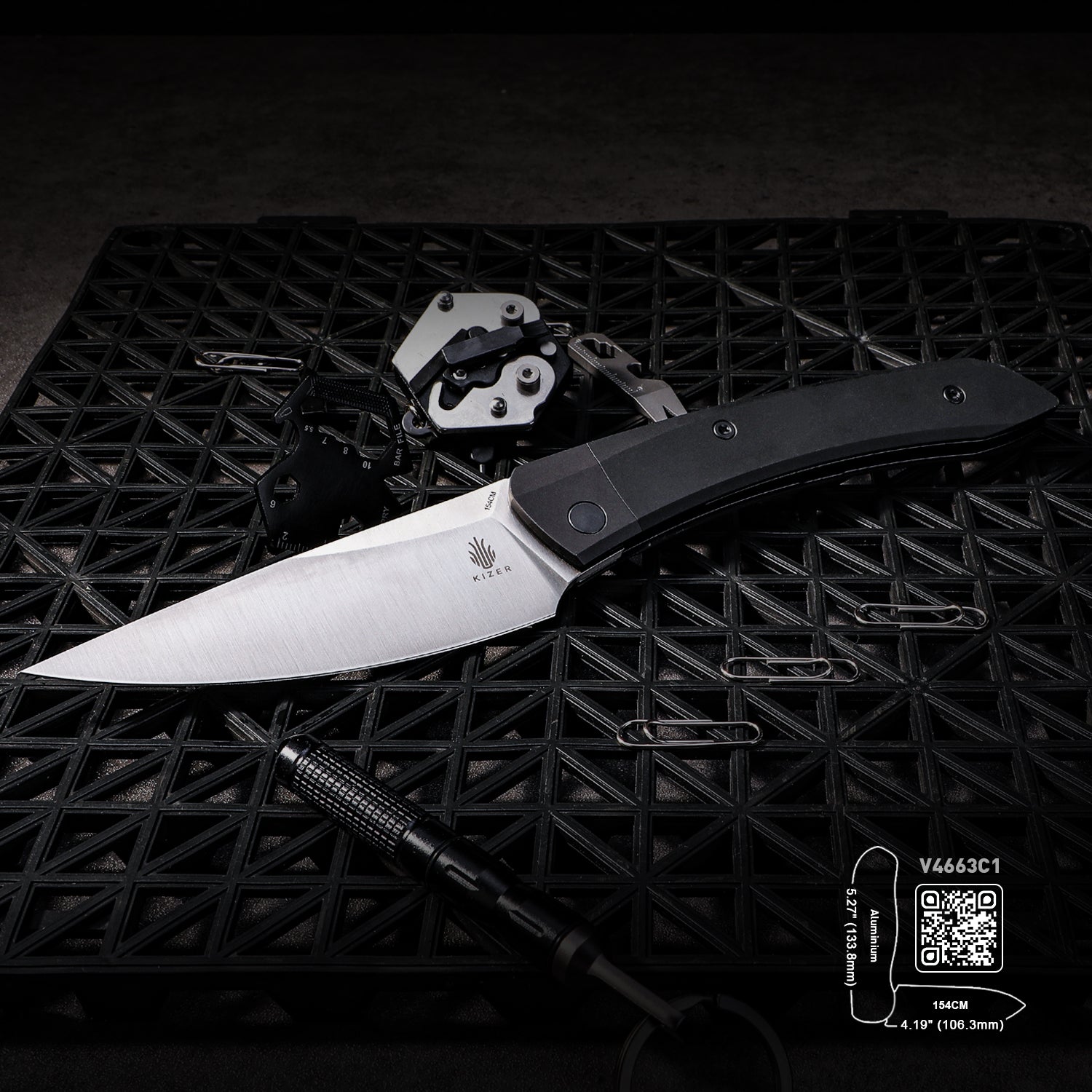 Kizer Momo 4.17" 154CM Aluminium Folding Knife by Vladimir Legachev V4 ...