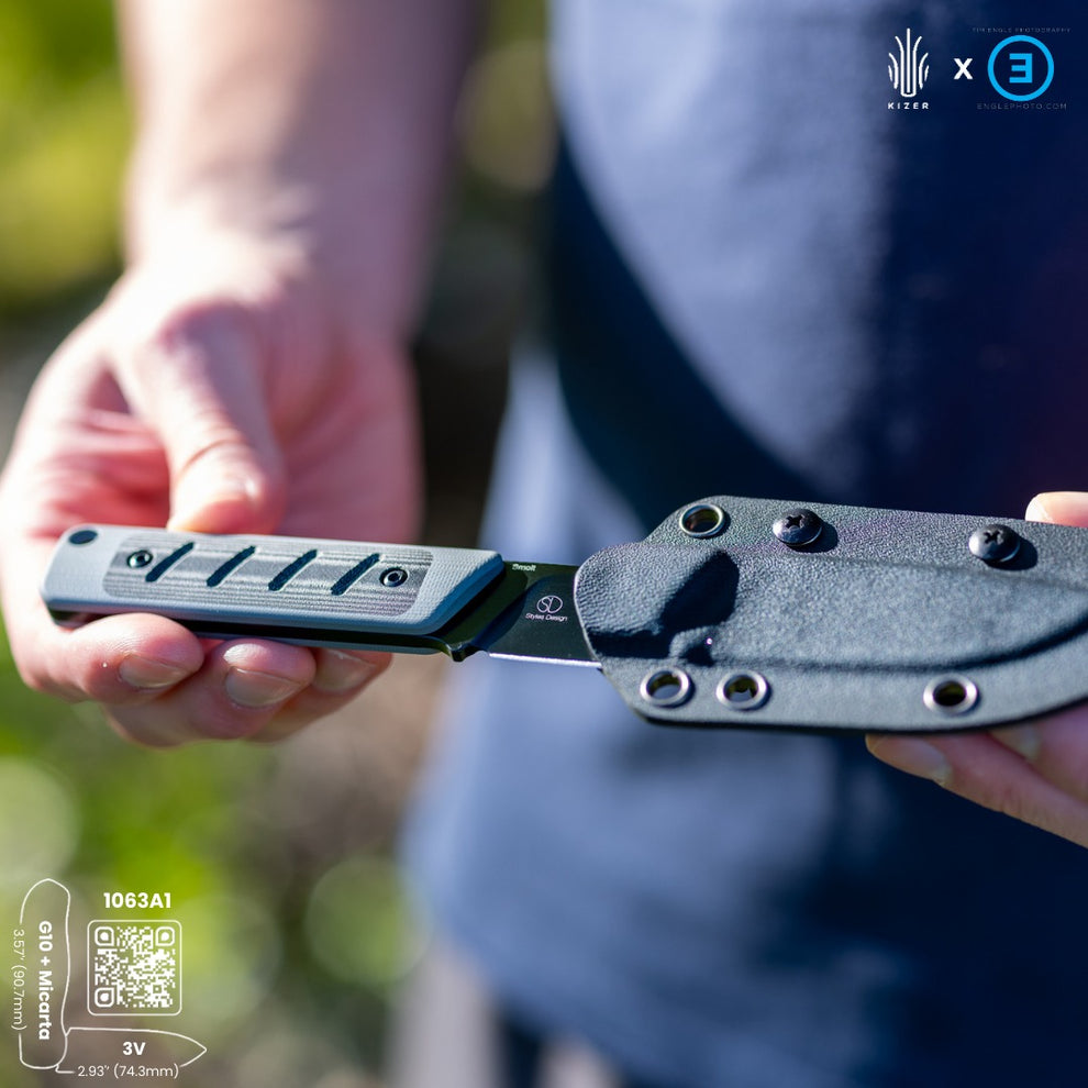 Kizer Smolt 2.93" Black 3V G10/Micarta Fixed Blade Knife by Jonathan S ...