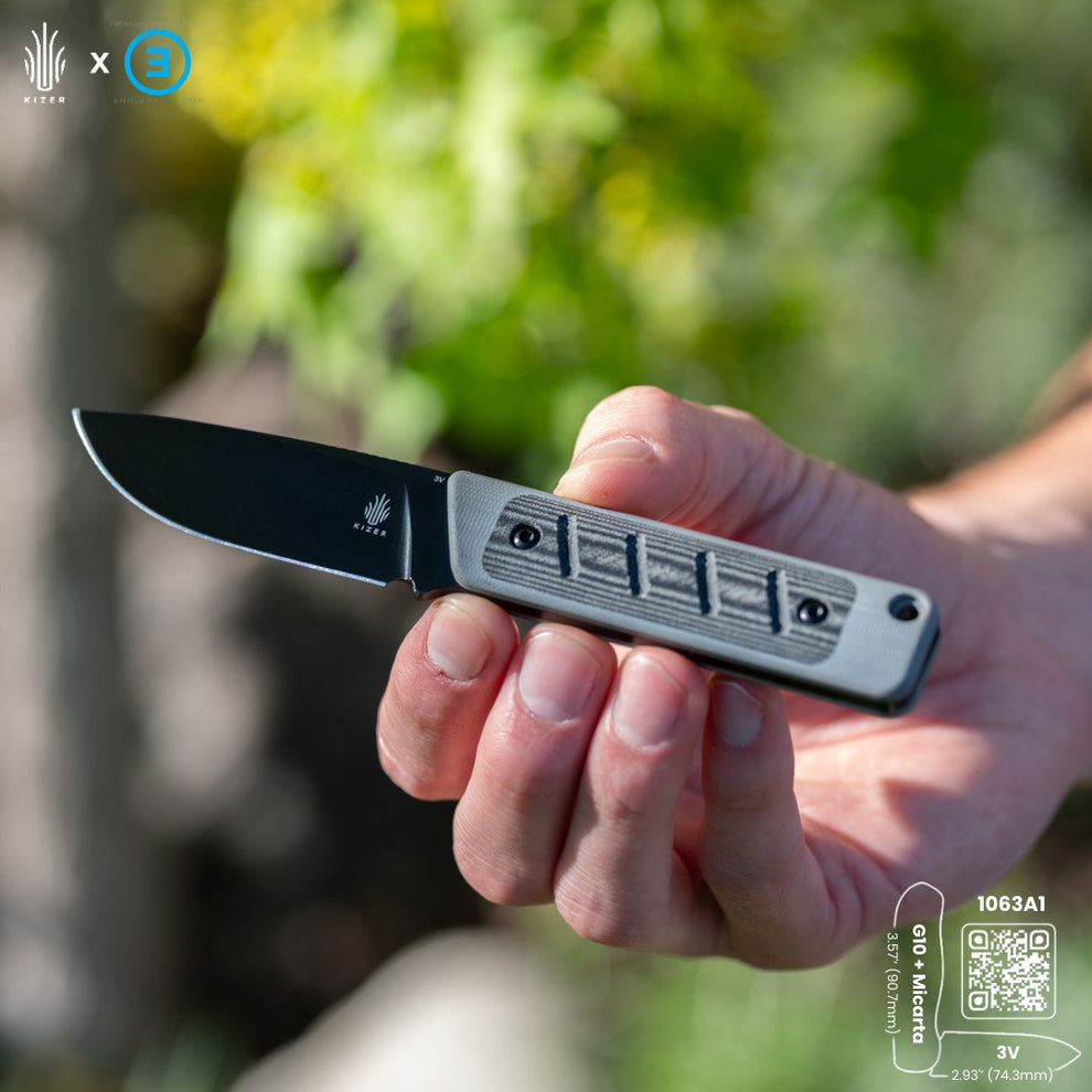 Kizer Smolt 2.93" Black 3V G10/Micarta Fixed Blade Knife by Jonathan S ...