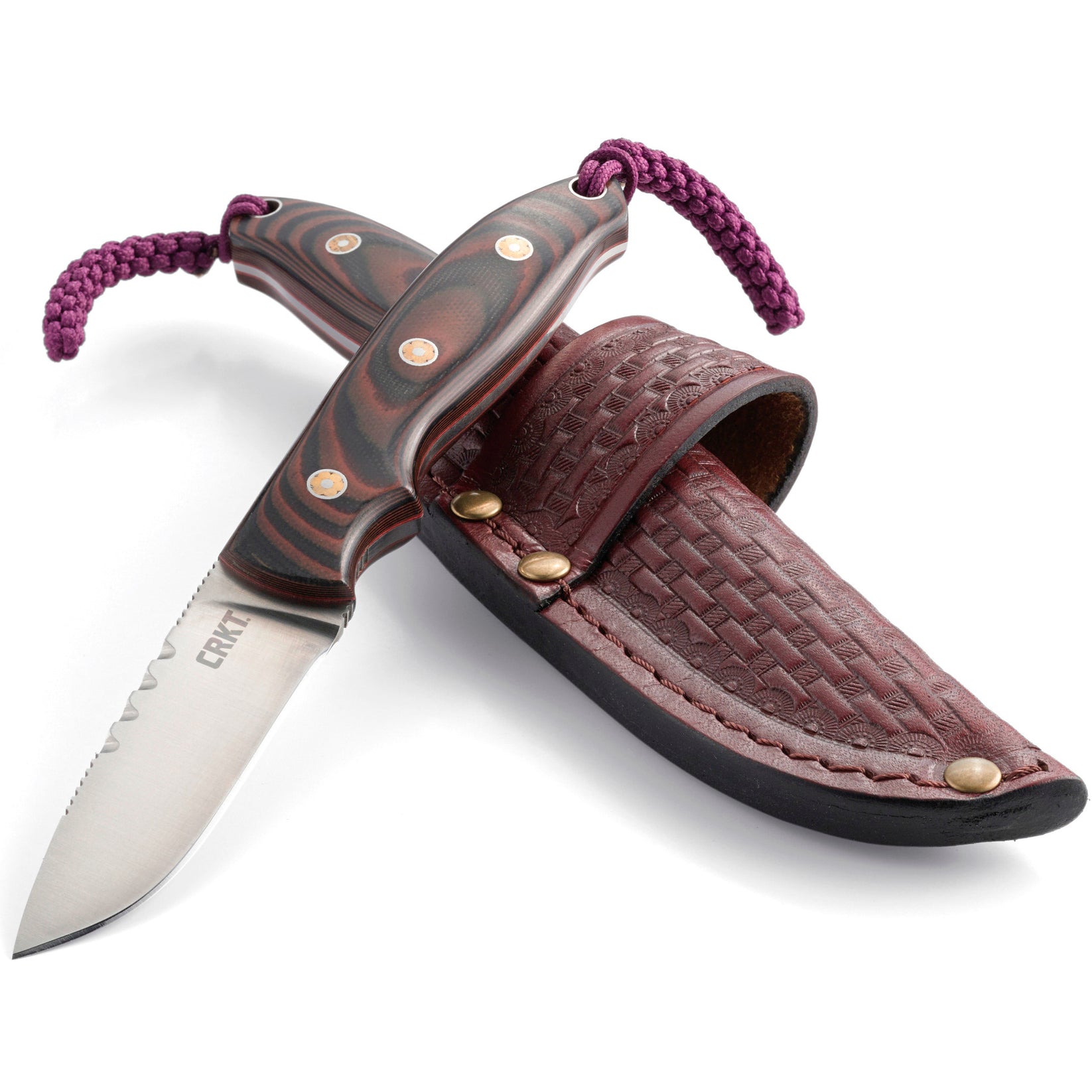CRKT Hunt'N Fisch 3.01" G10 Fixed Blade Knife with Leather Sheath - La ...
