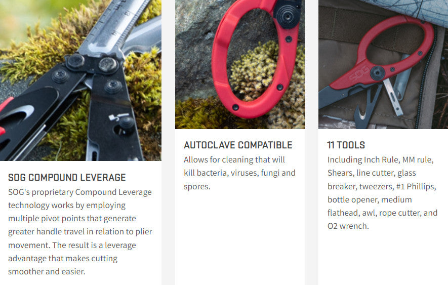 SOG Parashears Red 11-Tool Rescue Multi-Tool with MOLLE Sheath ...